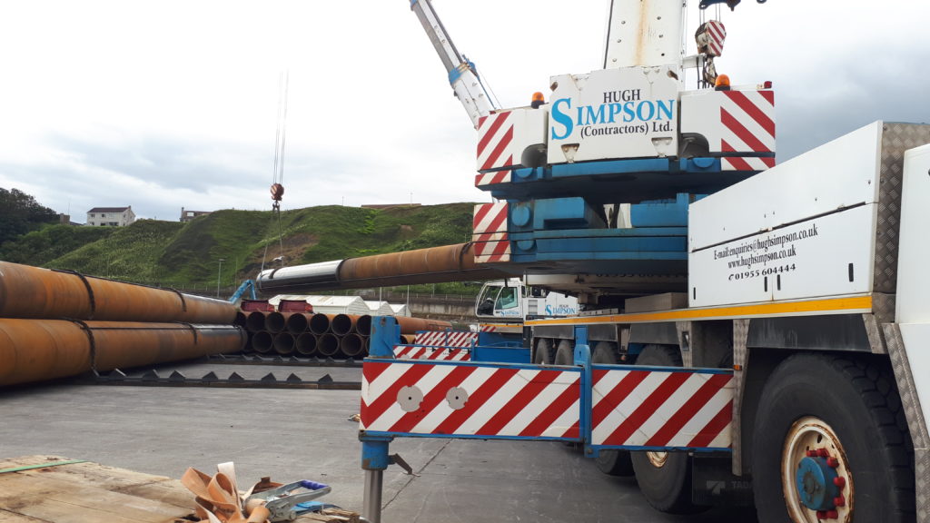 Discharging piles from MV Wilson Lista, Scrabster Harbour – Hugh ...